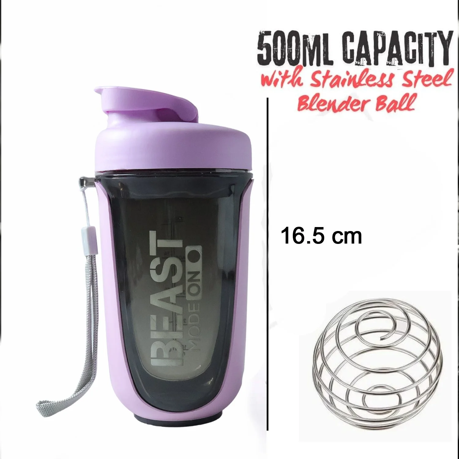 Shaker Bottle With Mixing Ball For Gym & Fitness 500 ML Approx