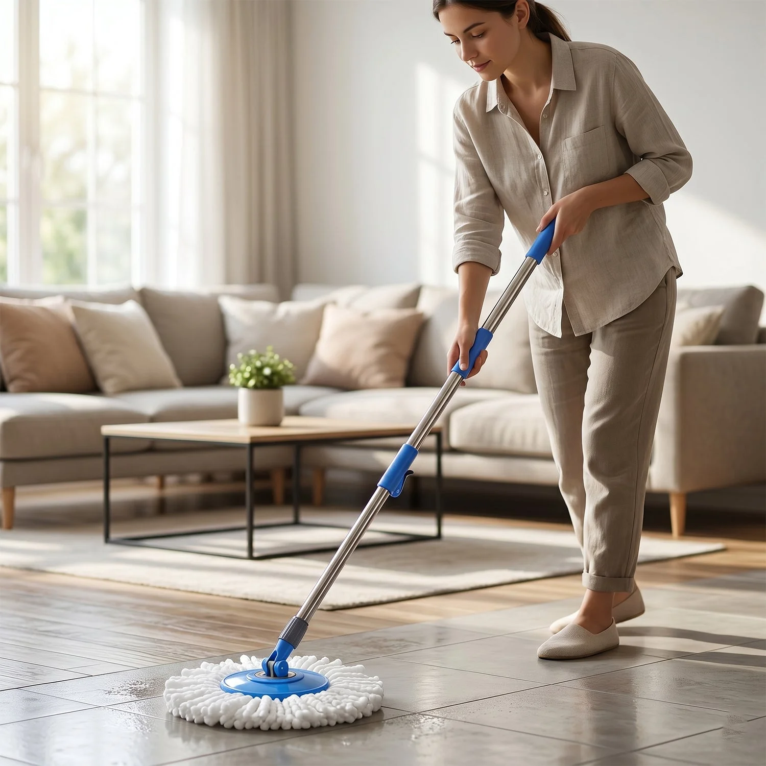 Spin Mop Set with 360° Rotating Stainless Steel Handle